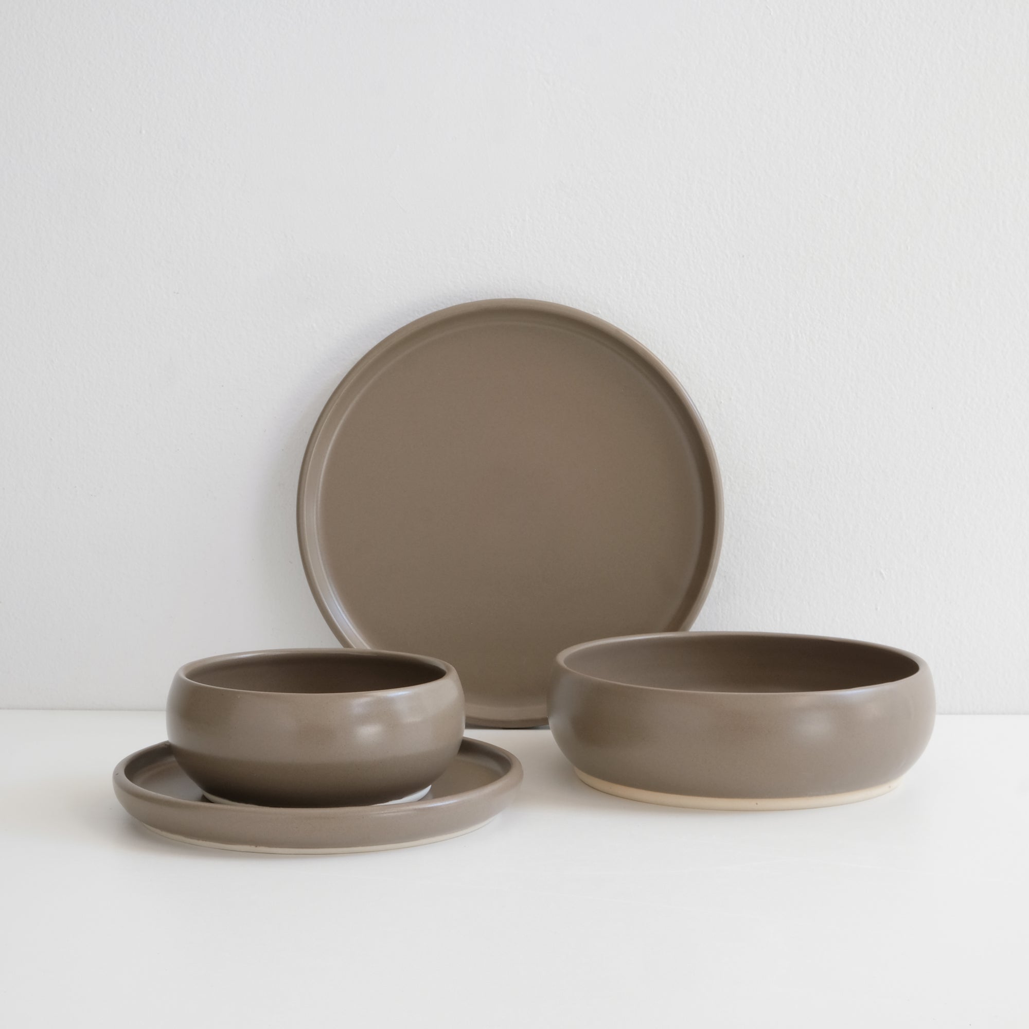 Ensemble de 4 pièces - Porcelaine tournée à la main (avec assiette moy ...