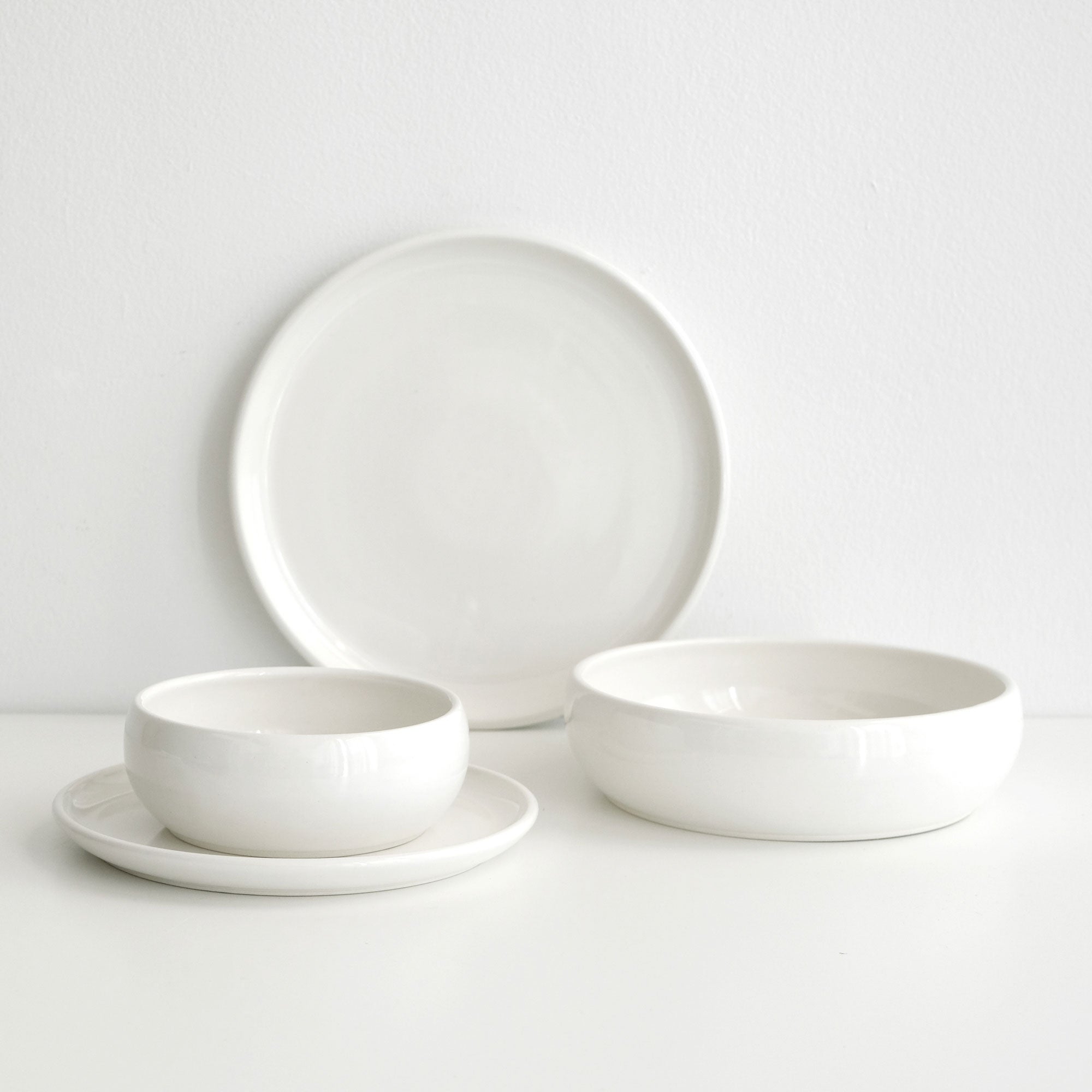 Ensemble de 4 pièces - Porcelaine tournée à la main (avec assiette moy ...